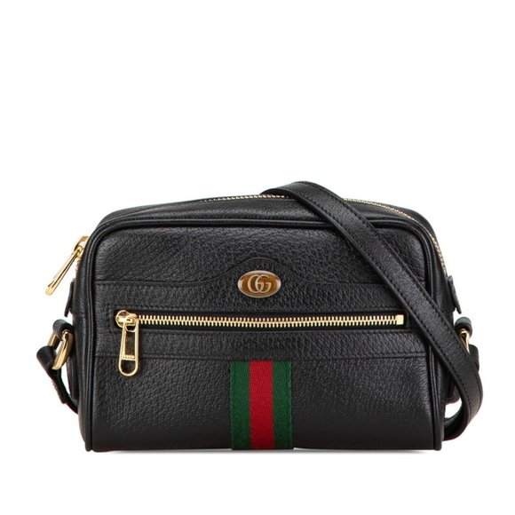 Gucci | Bags | Gucci Black Leather Offdia Sherry Line Shoulder Bag 3735 ...